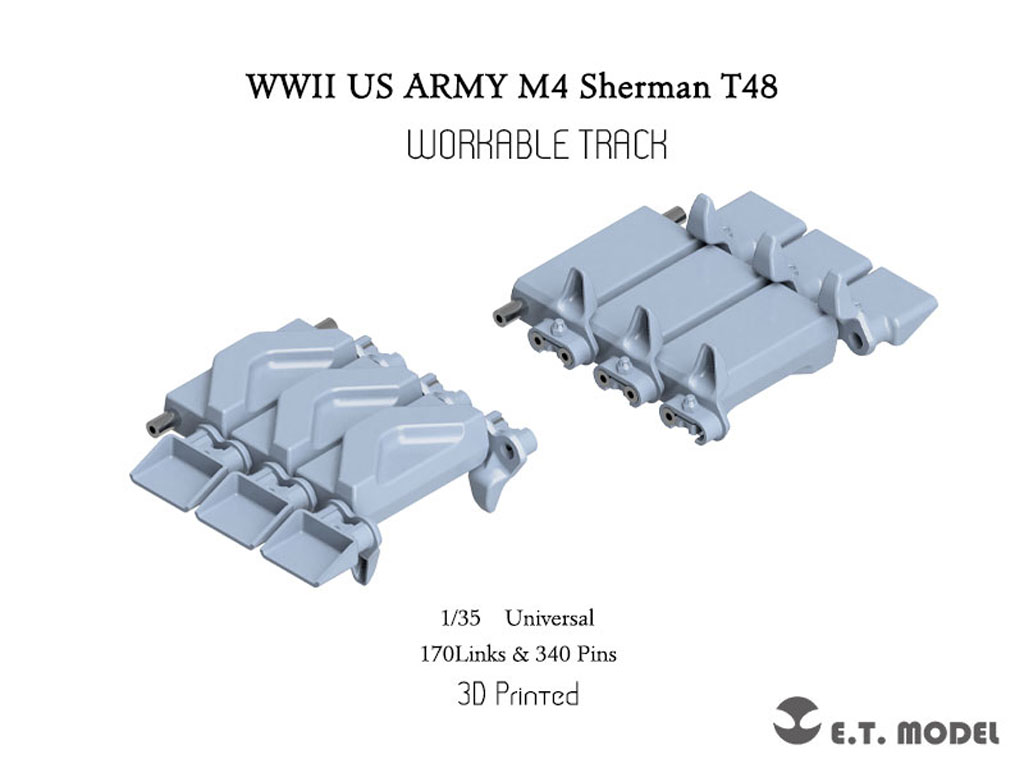 P35-082 WWII US ARMY M4 Sherman T48 w/duck bill（Type 1） Workable Track(3D Printed)-企业官网