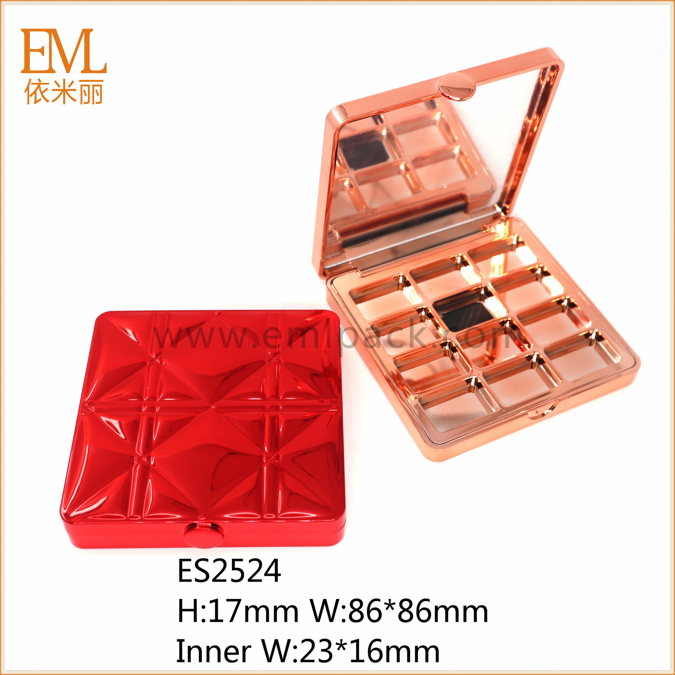 Square blusher case 12 colors eyeshadow case with mirror ES2524-