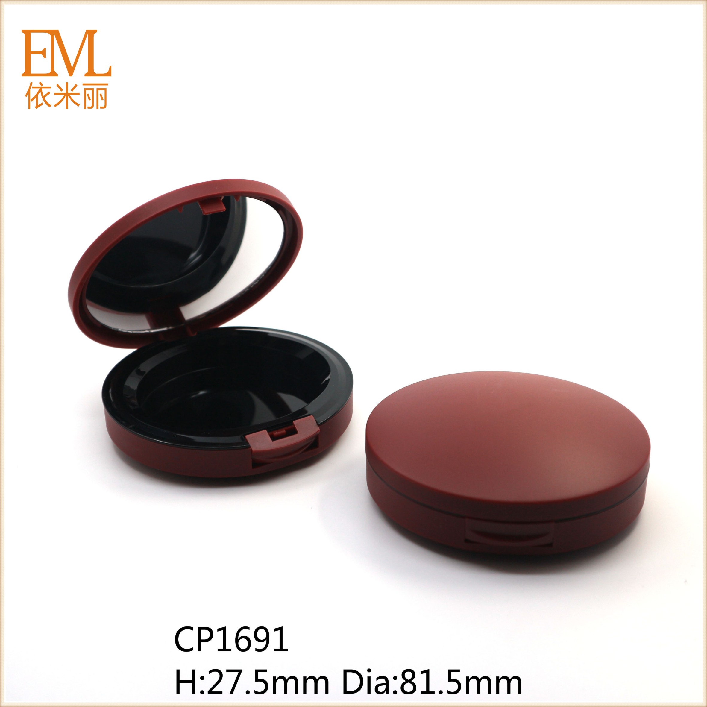 Round compact powder case with mirror spray matt finished compact powder case CP1691-