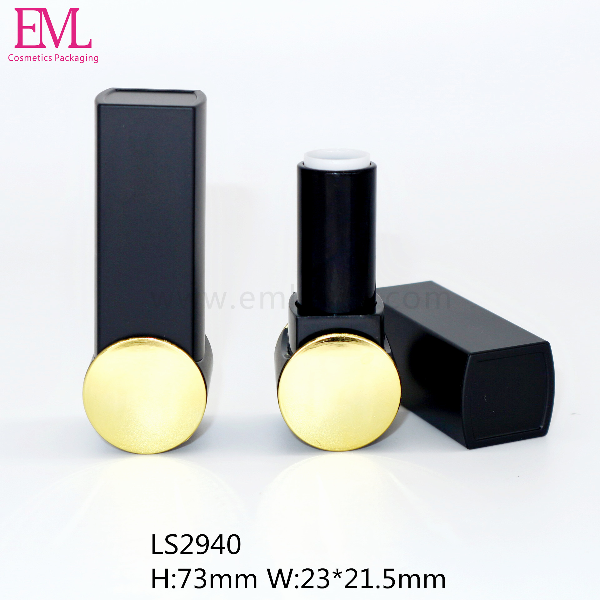 Square lipstick case matte black lipstick tube with mirror LS2940-