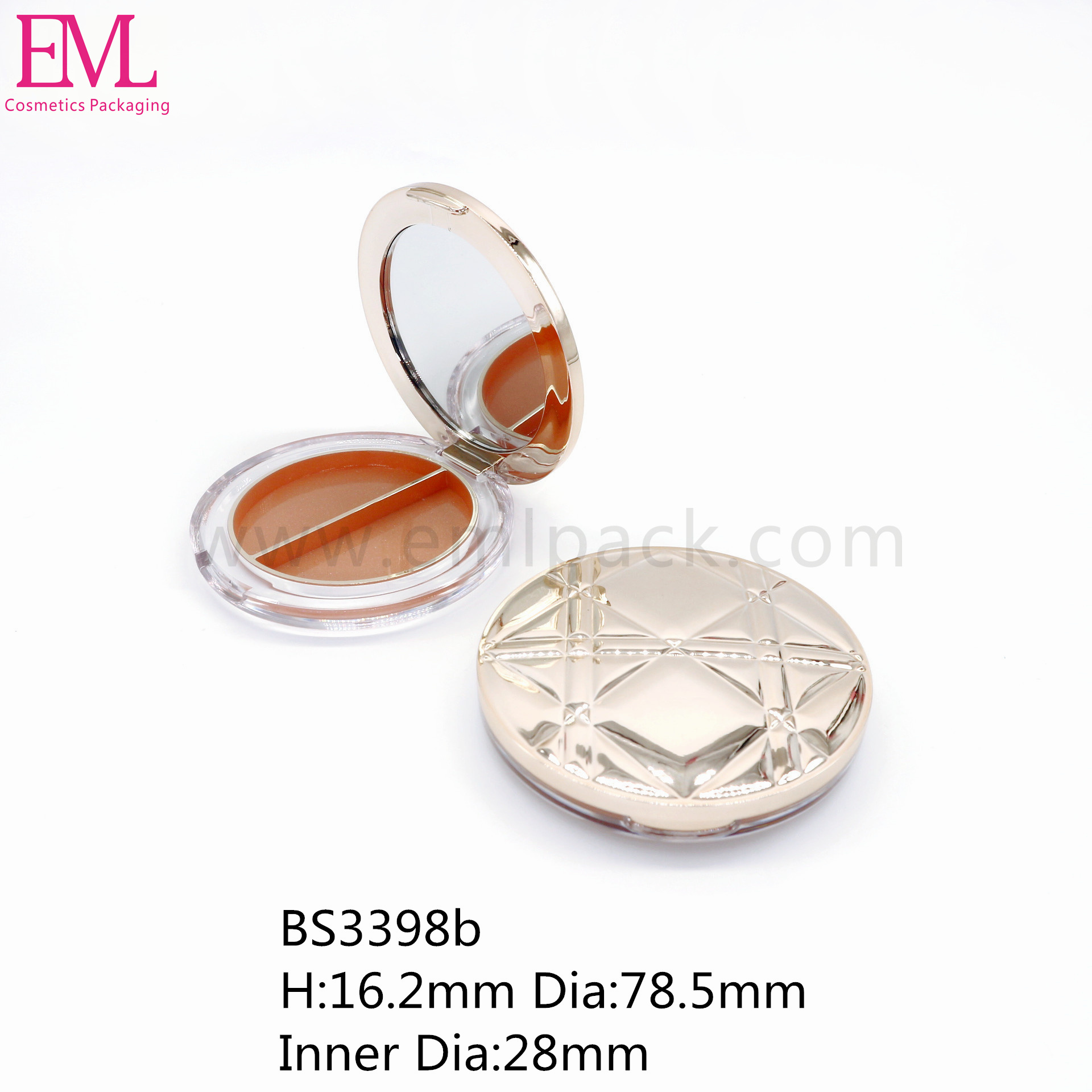 EML packing round compact powder case two colors blusher case with ...