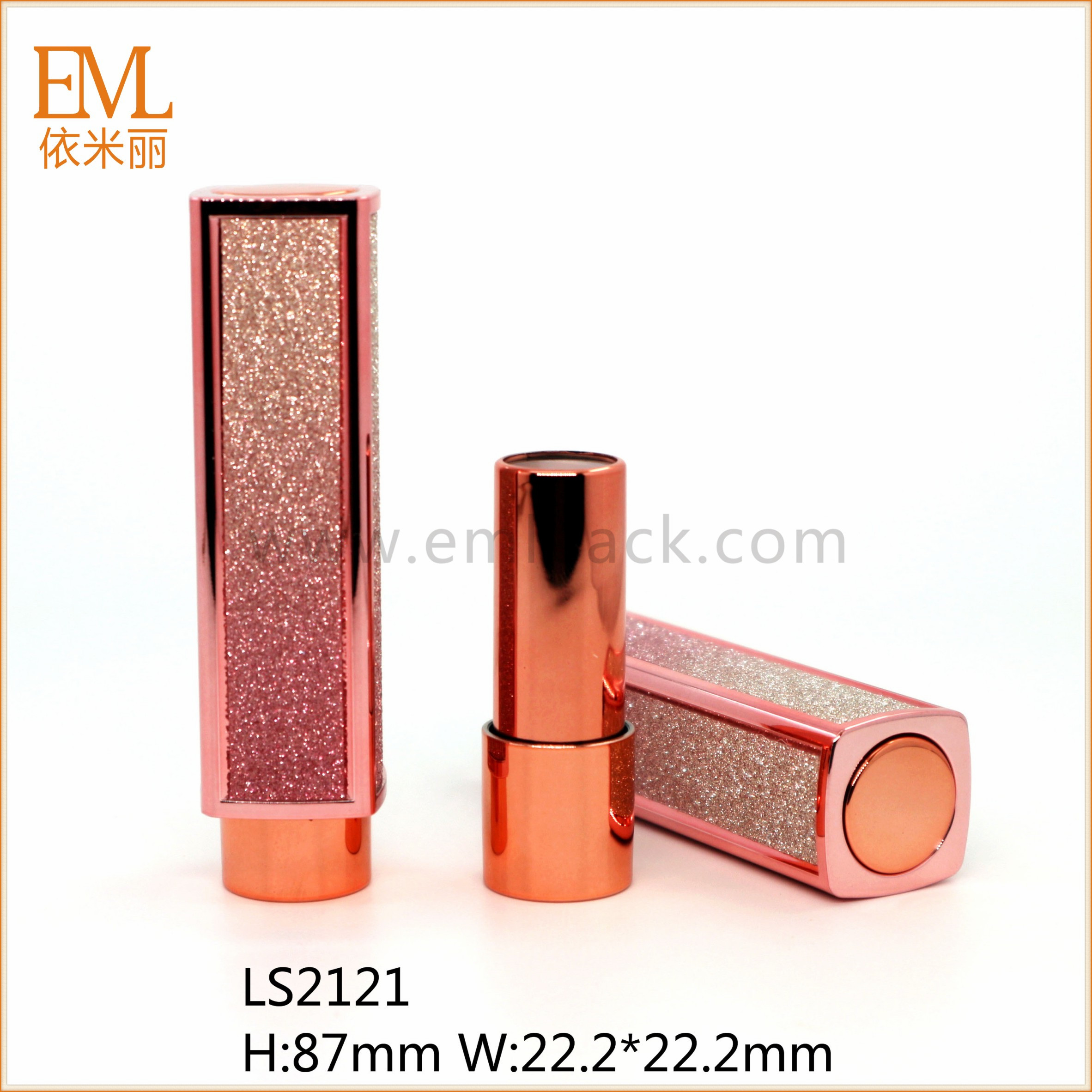 Four-edge cap bling lipstick tube metallized gold push type lipstick ...