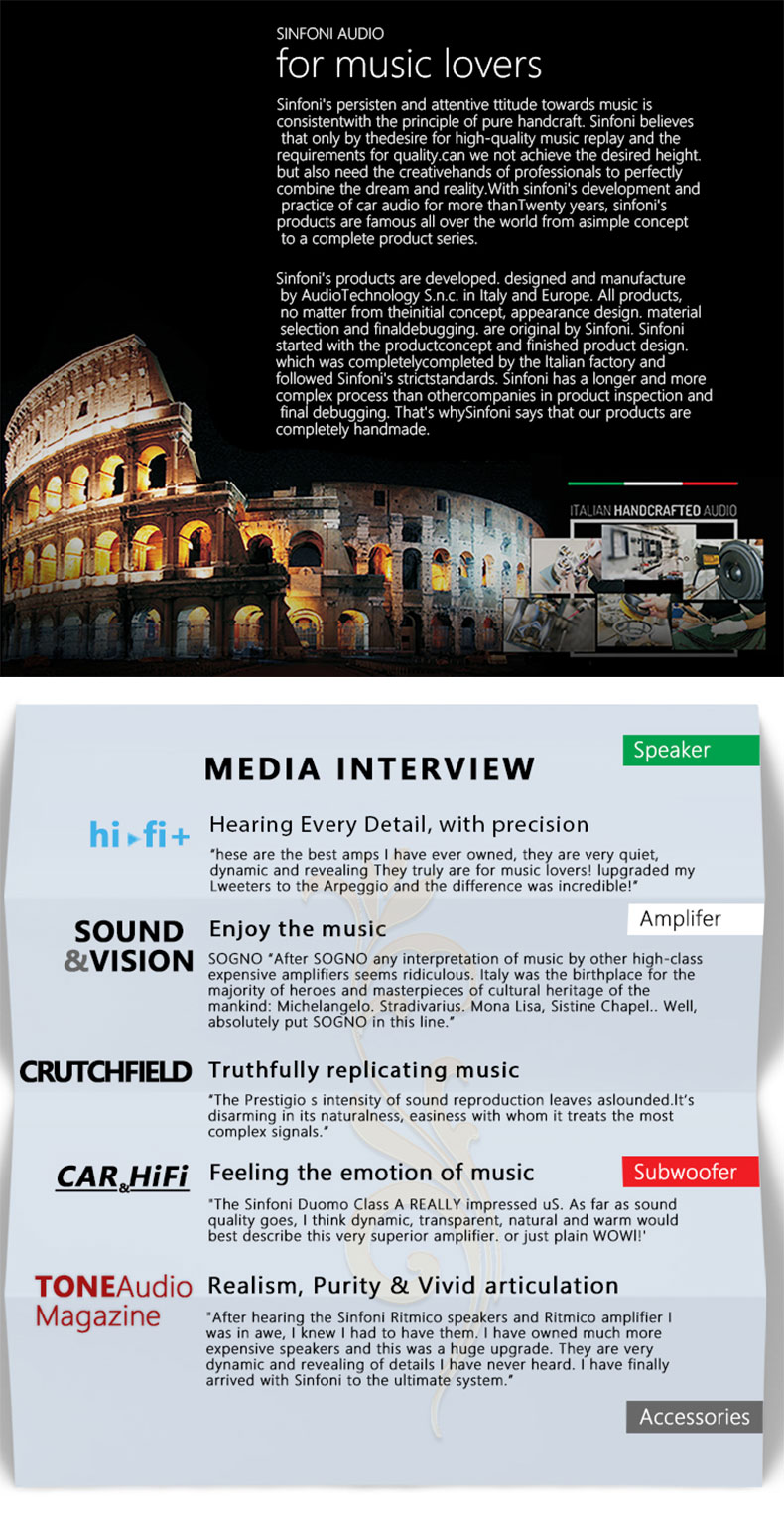 意大利诗芬尼禾弦汽车音响 Sinfoni诗芬尼小教堂DUOMO-A 两路功放-南宁伟强汽车音响隔音改装