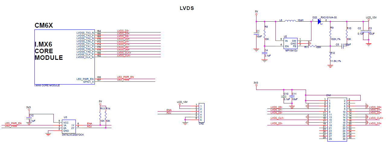 CM6X核心板-LVDS硬件参考设计-赛普盛科技