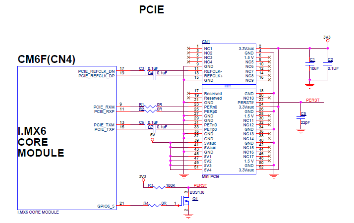 CM6F核心板--PCIE(MINI PCIE接口）的参考硬件设计-赛普盛科技