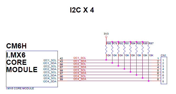 CM6H核心板--4路I2C的参考硬件设计-赛普盛科技