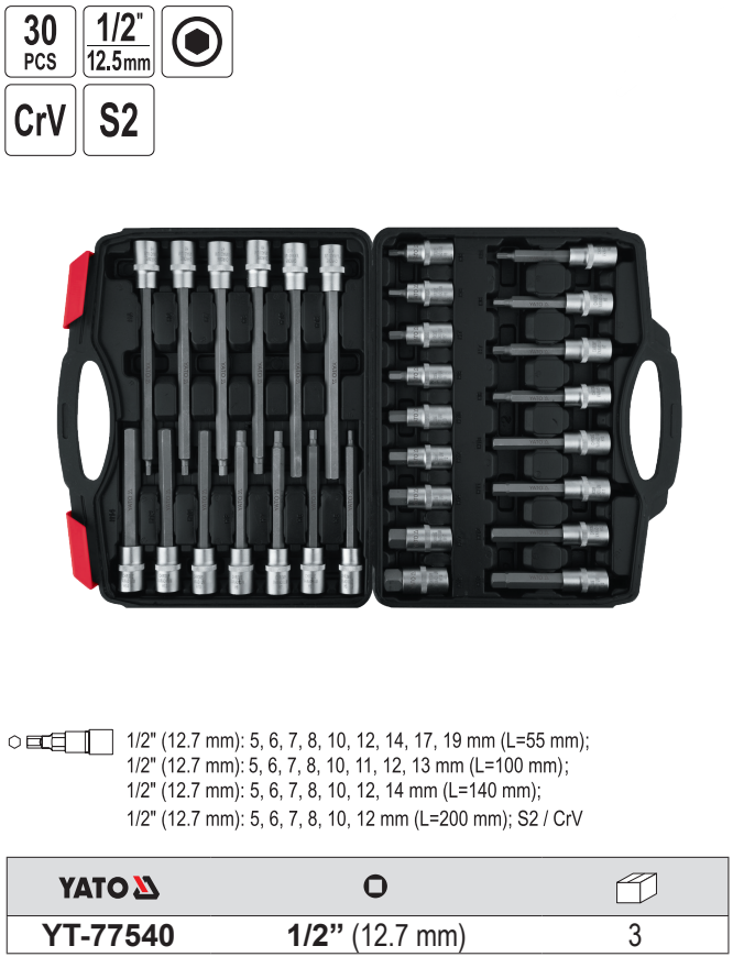 30件套1/2"批头组套-YATO中国—易尔拓工具（上海）有限公司