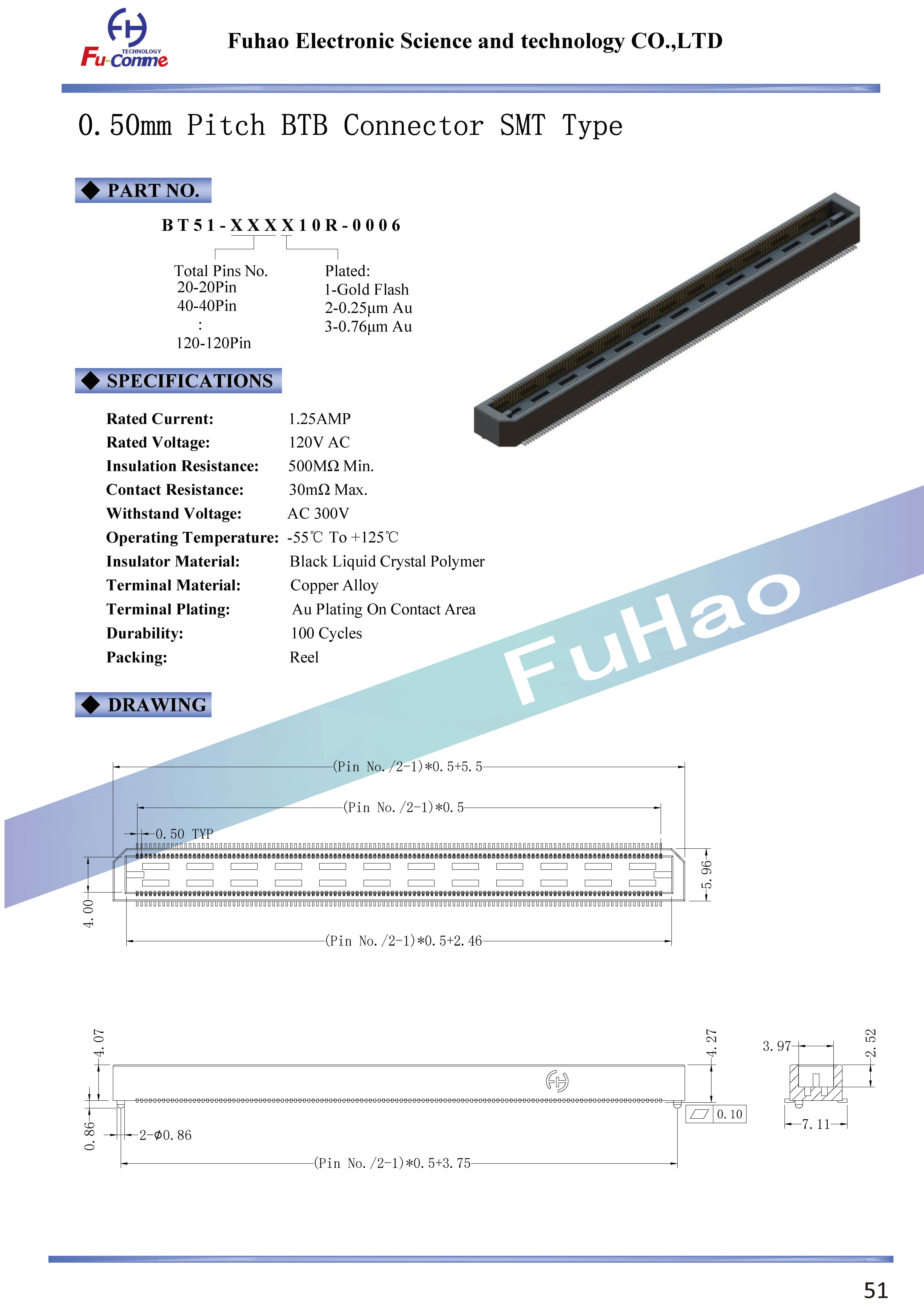0.50mm Pitch BTB Connector SMT Type2-江苏富浩电子科技有限公司