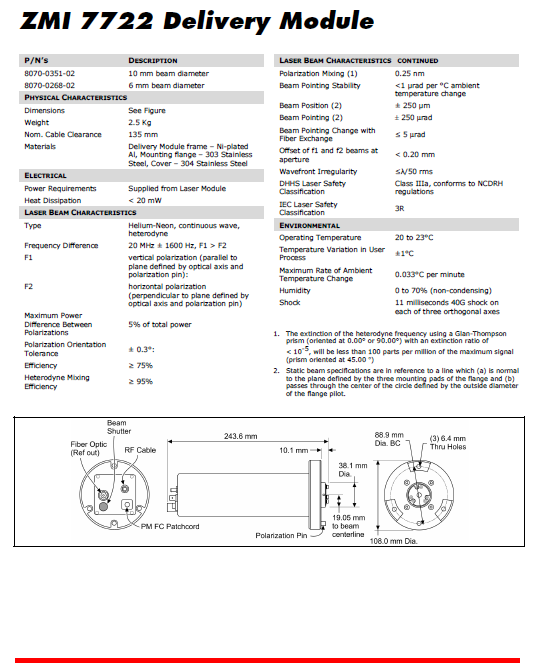 ZYGO双频激光器7722系列-泵浦激光器-精点（北京）光电科技有限公司