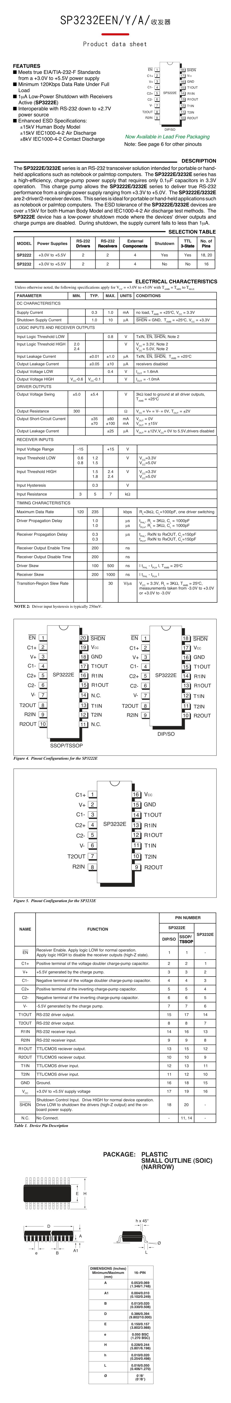 EXAR/SP3232EEN-L/TR/SOIC-16-62990-深圳优信电子科技有限公司