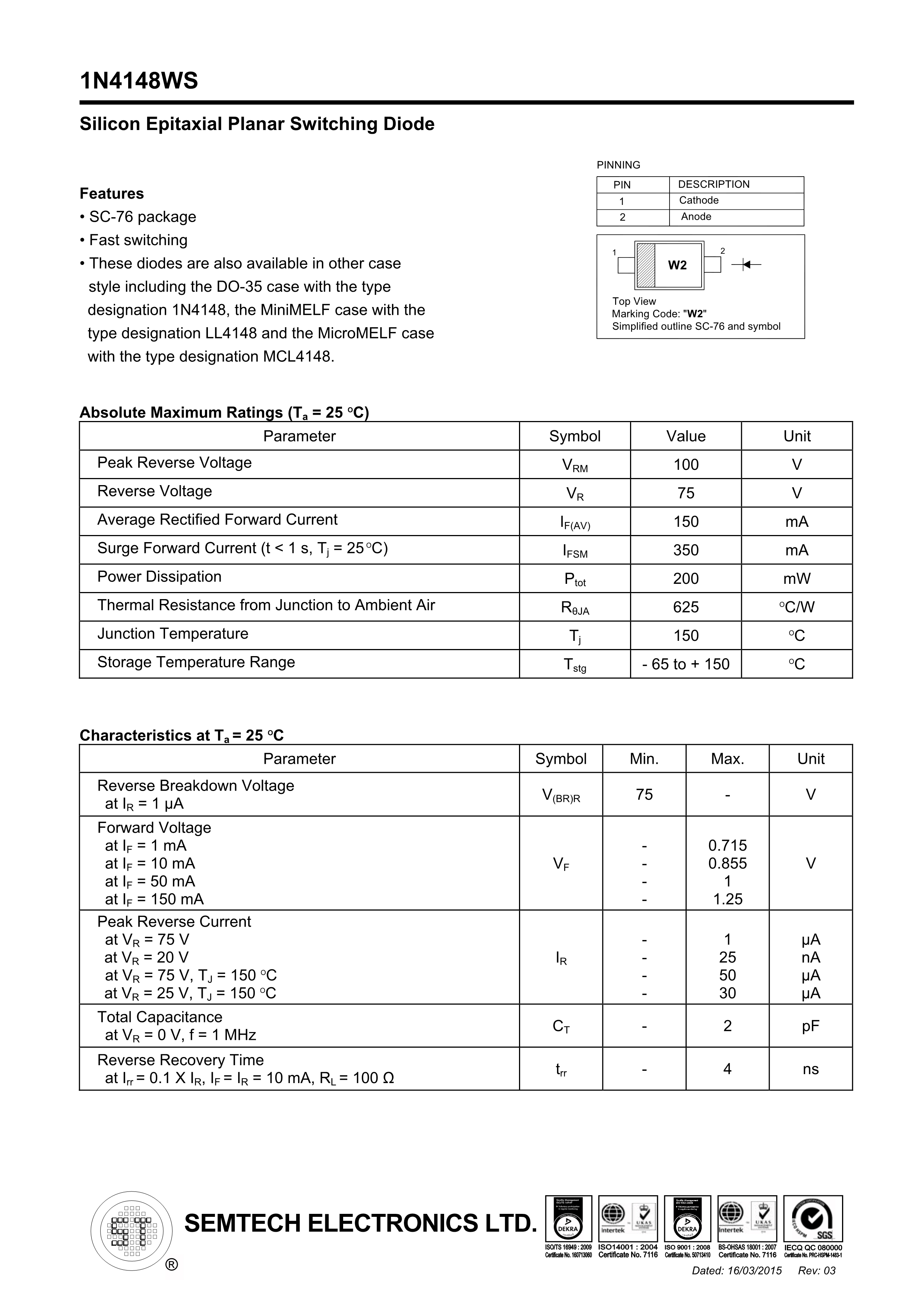 先科/1N4148WS/W2/SOD-323（20只）-68443-深圳优信电子科技有限公司