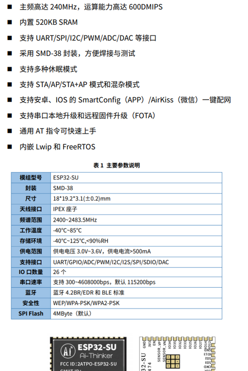 ESP32-SU/无线模块-84084-深圳优信电子科技有限公司