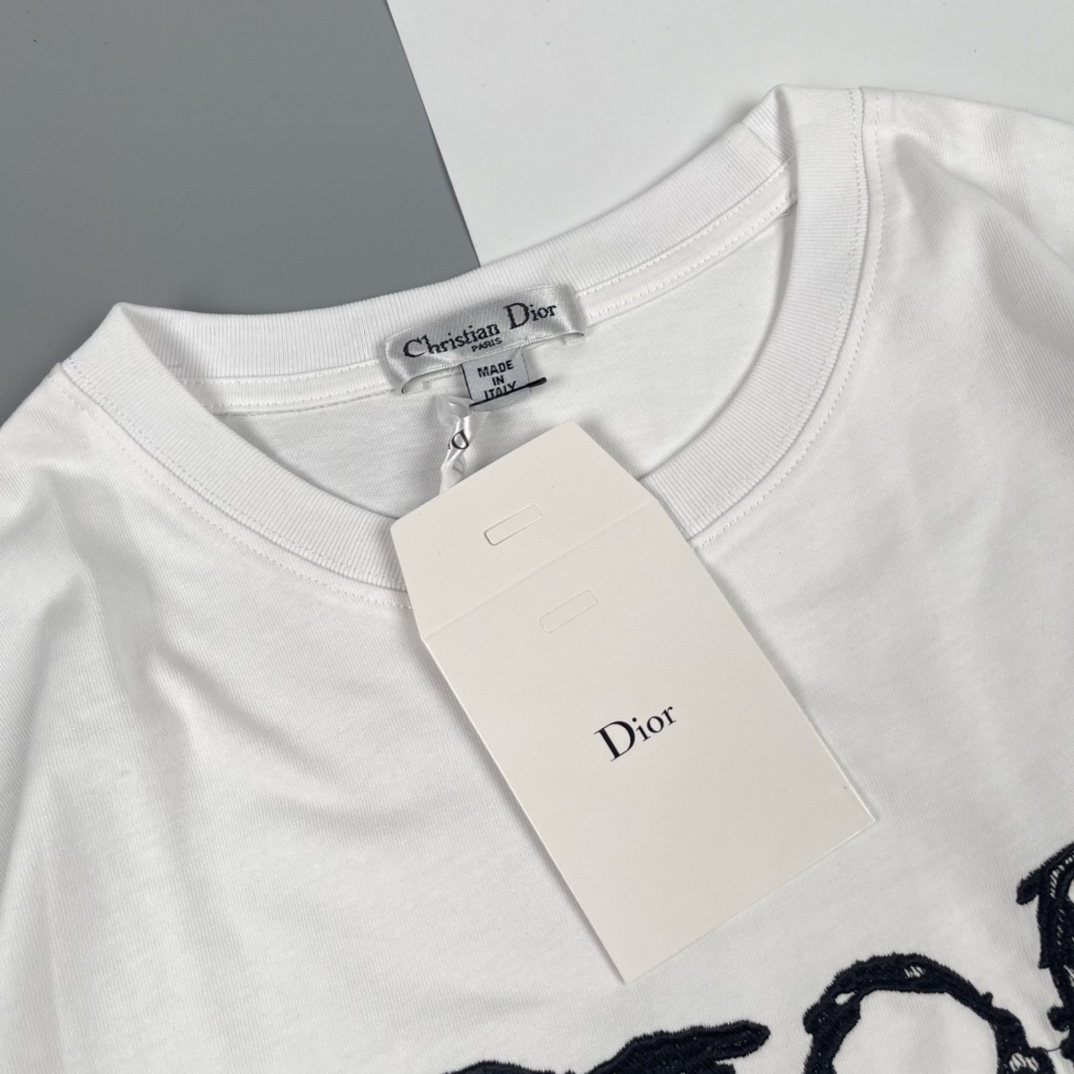 Dior/迪奥 22ss 云朵字母刺绣短袖 上架两色-GDF档口-潮流干货