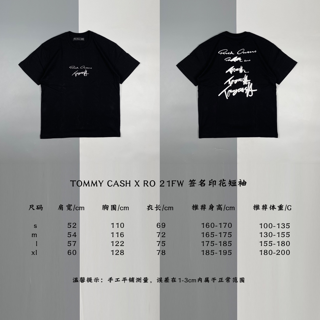 TOMMY CASH X RO 21FW 签名印花短袖 （黑、白两色上架）-GDF档口-潮流干货