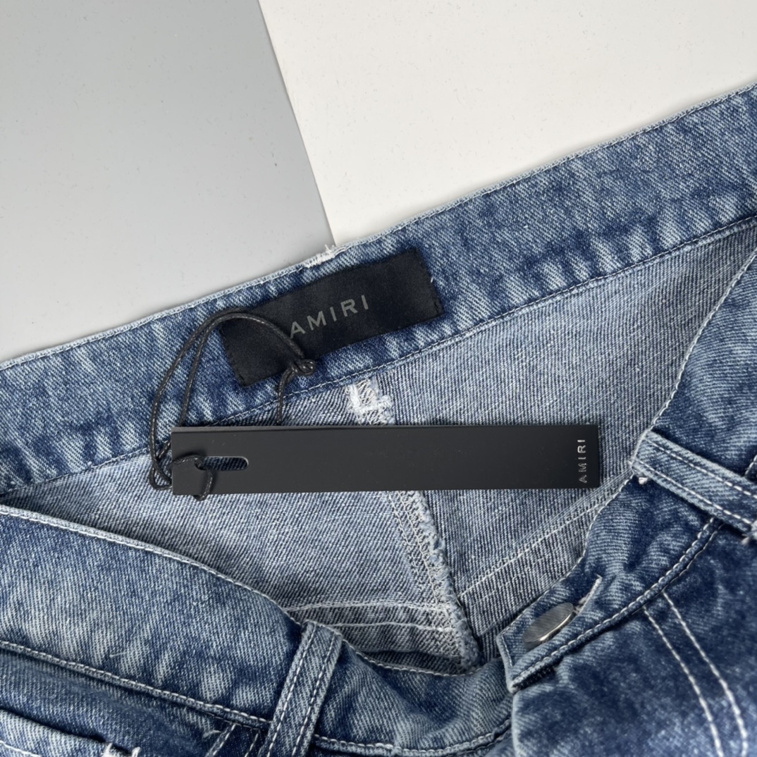 Amiri 22ss 贴皮刺绣破洞牛仔长裤 -GDF档口-潮流干货