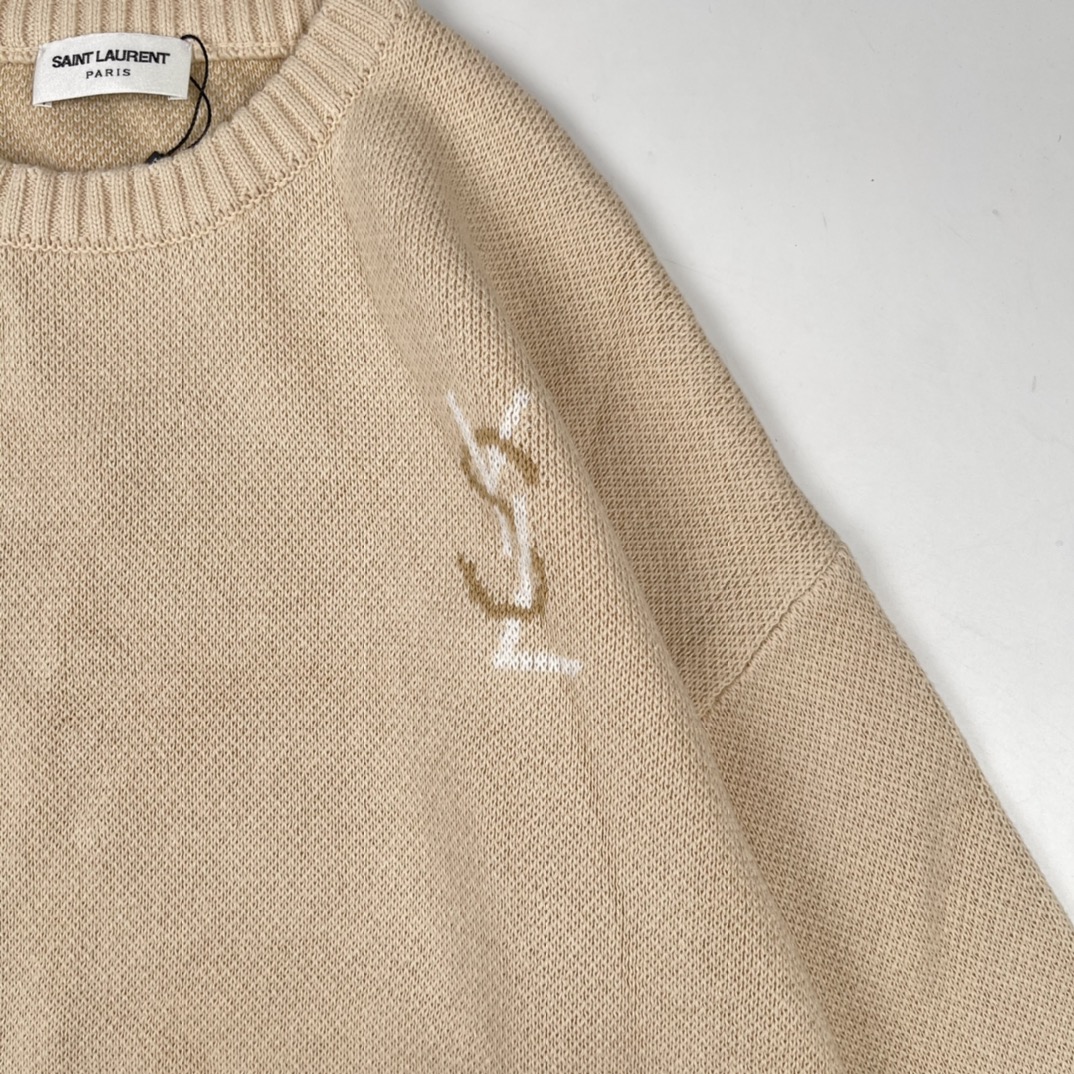 P220 Ysl/圣罗兰 21Fw 后背徽标提花针织圆领毛衣-GDF档口-潮流干货