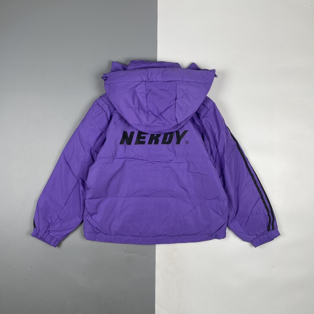 P400 Nerdy 22Fw 反光字母织带连帽羽绒服-GDF档口-潮流干货