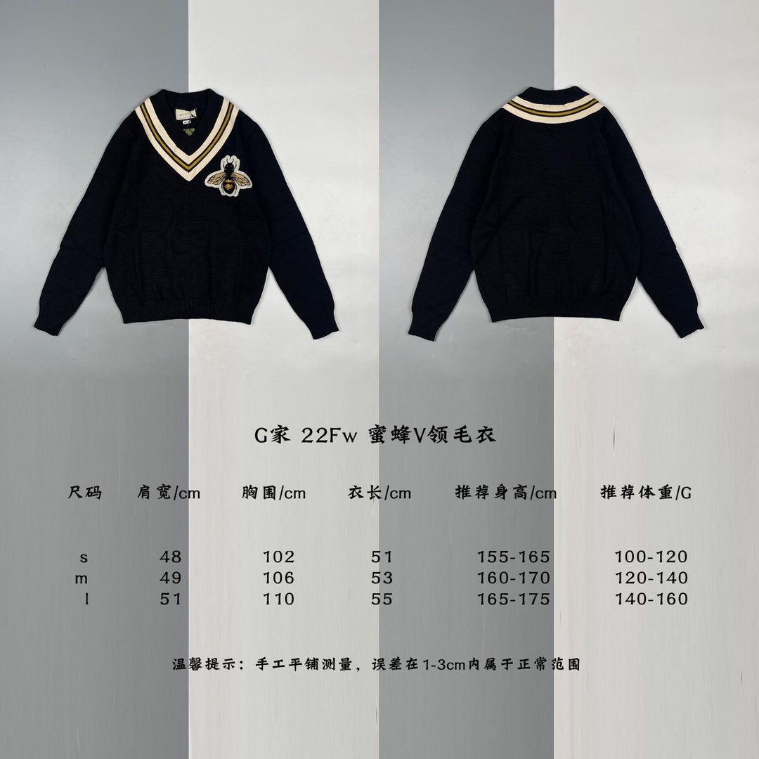 P280 Gucci/古驰 22Fw 蜜蜂V领毛衣-GDF档口-潮流干货
