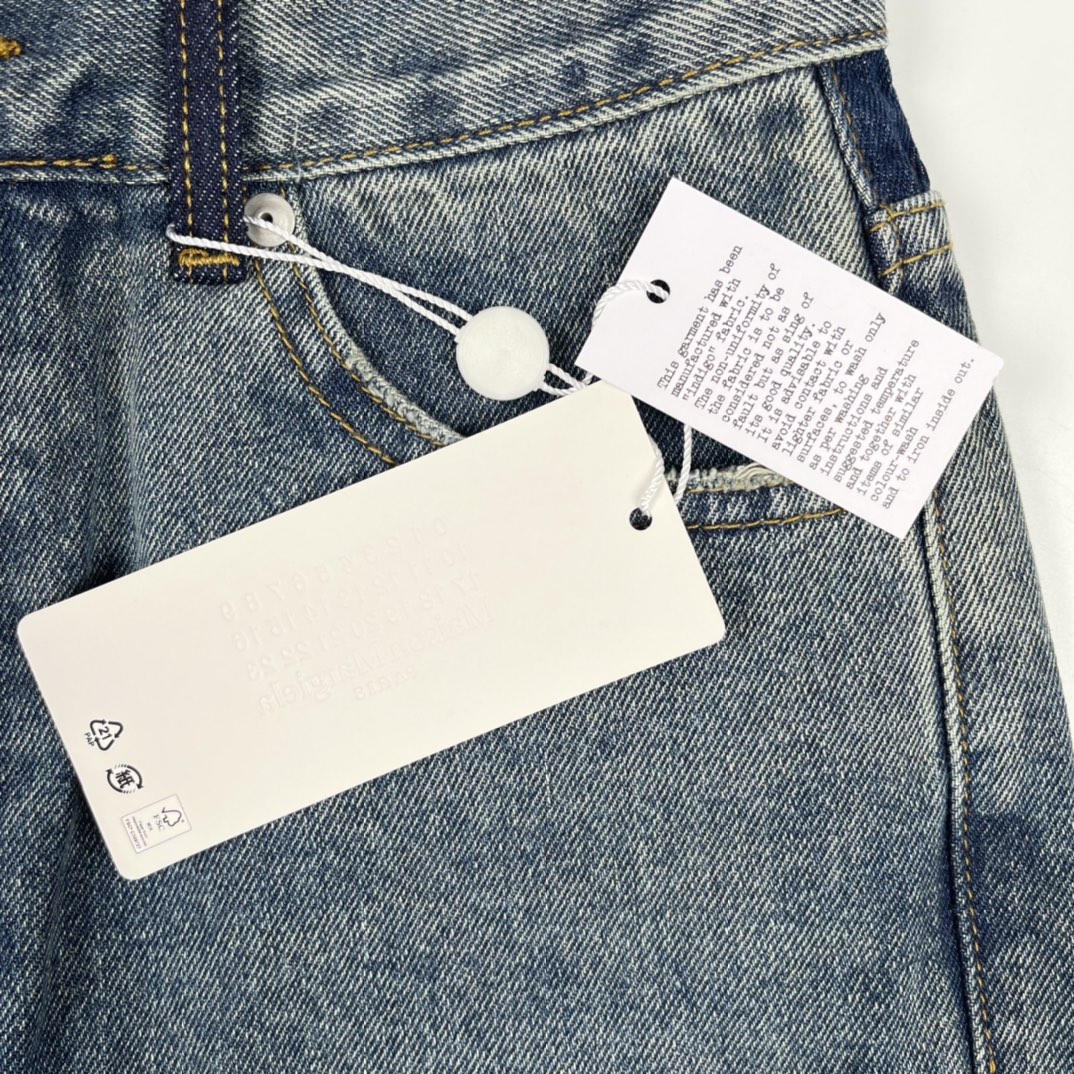 P200 MAISONMARGIELA/马吉拉 22FW 口袋白线LOGO水洗做旧阔腿牛仔裤-GDF档口-潮流干货