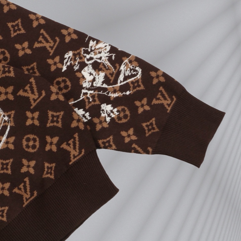 LV 23Fw 趣味涂鸦刺绣提花圆领毛衣-GDF档口-潮流干货