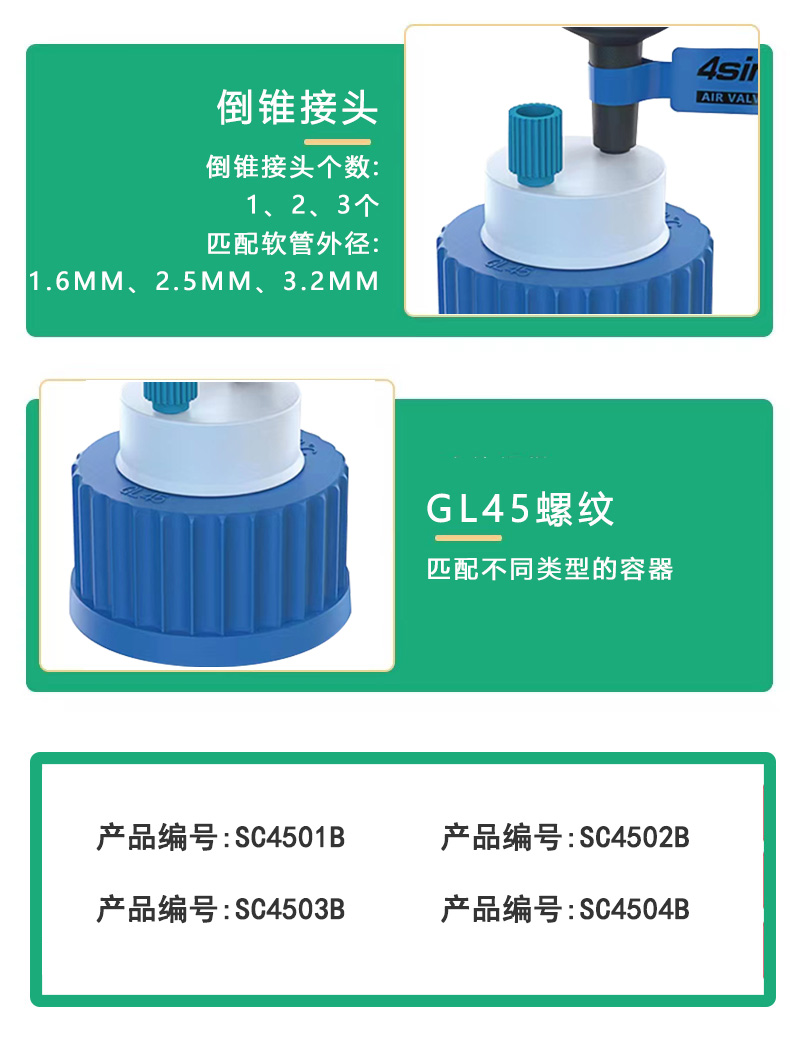 GL45安全供液盖（1孔）-4simple谜底科技废液安全收集