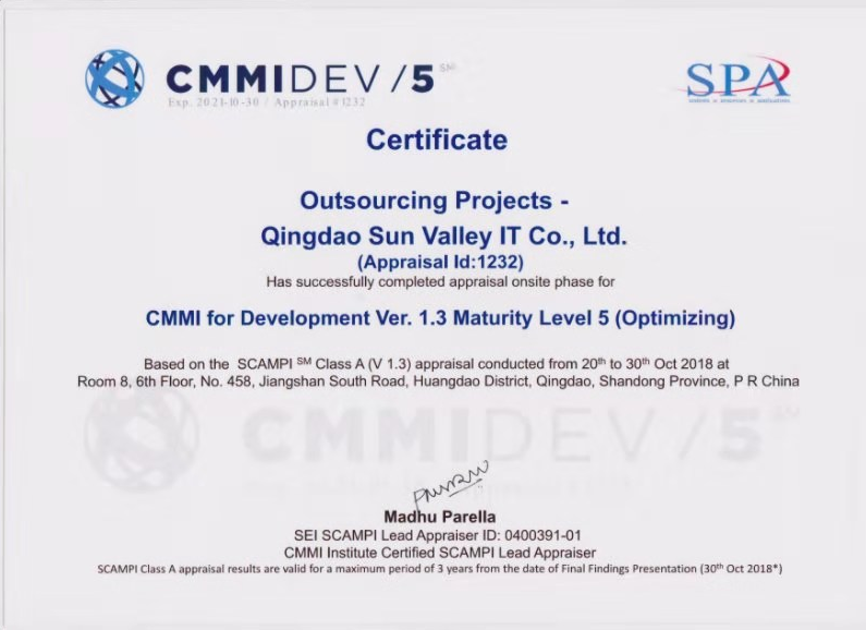 喜讯： 2018年11月我公司通过CMMI5级认证-企业官网