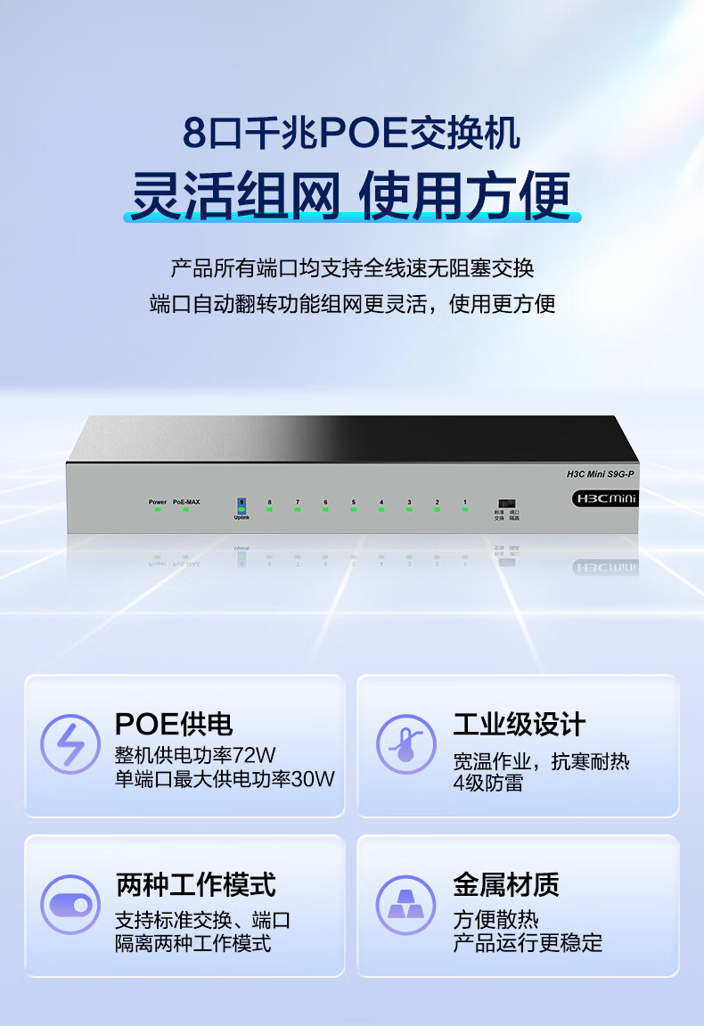 H3C Mini S9G-P全千兆PoE交换机-企业官网