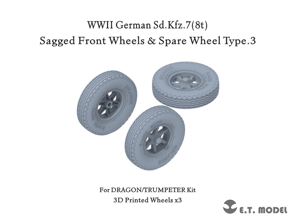 P35-134 WWII German Sd.Kfz.7(8t) Sagged Front Wheels & Spare Wheel Type ...