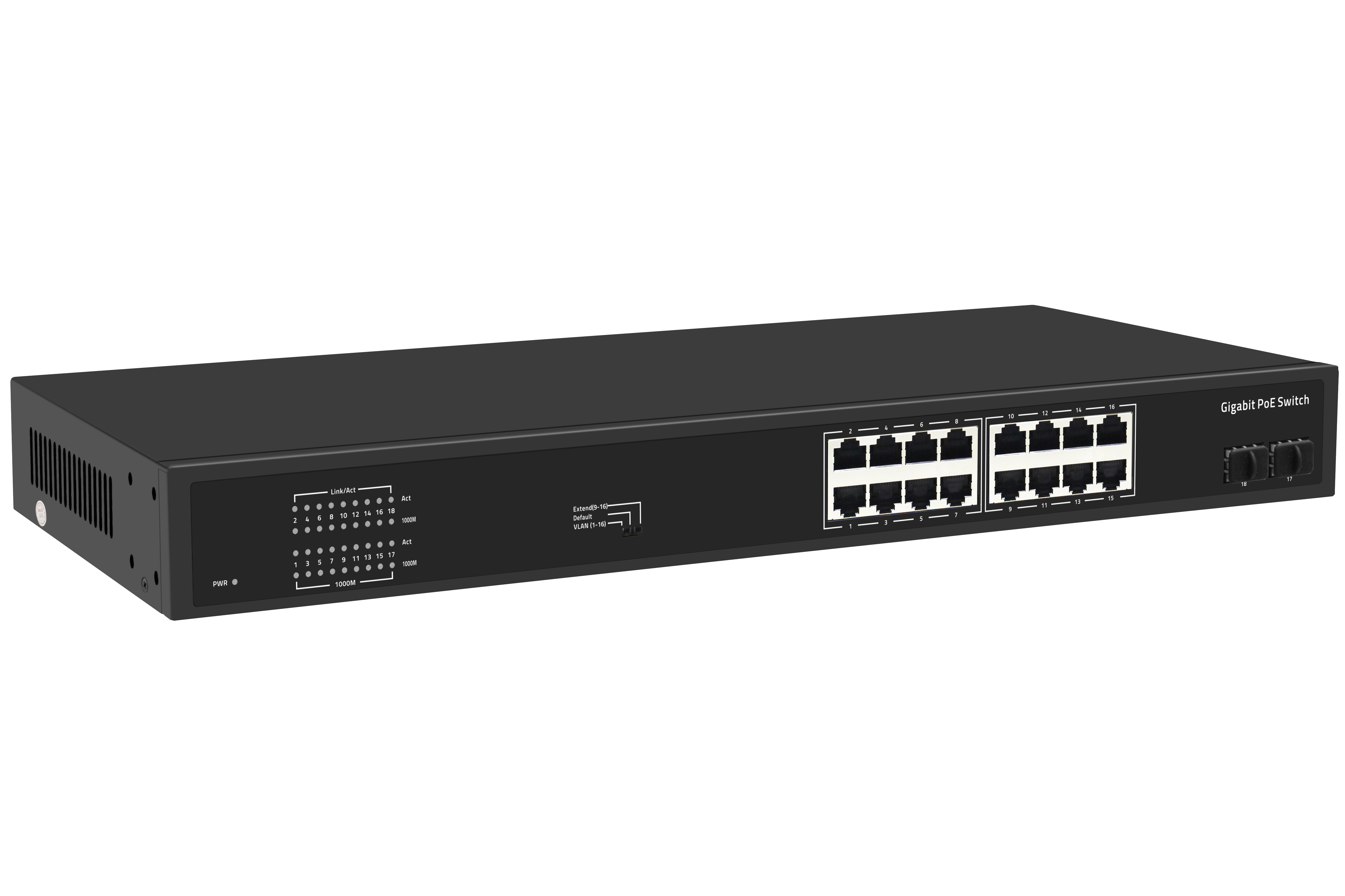 16 Port 300W PoE Gigabit Fiber Uplink Switch-企业官网
